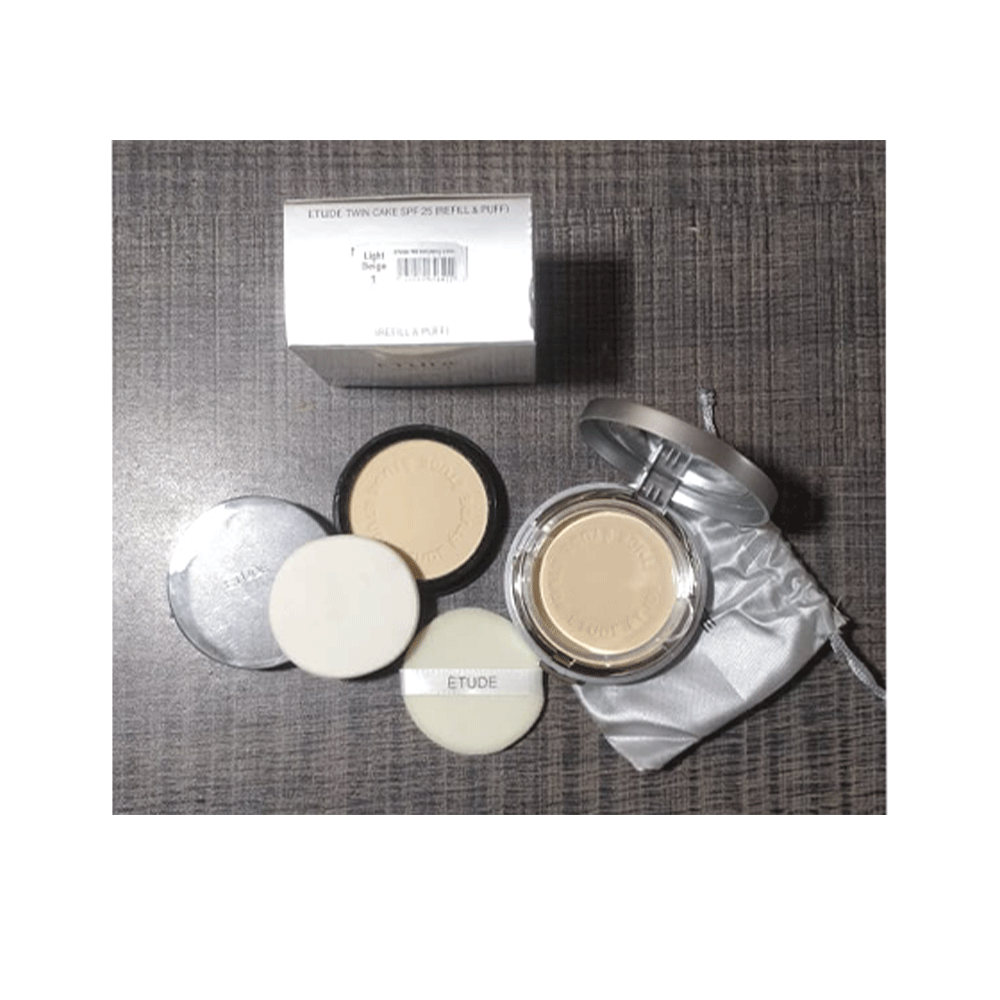 Etude Spf 25 Twin Cake Face Powder Foundation Base With Refill (01-Bei ...