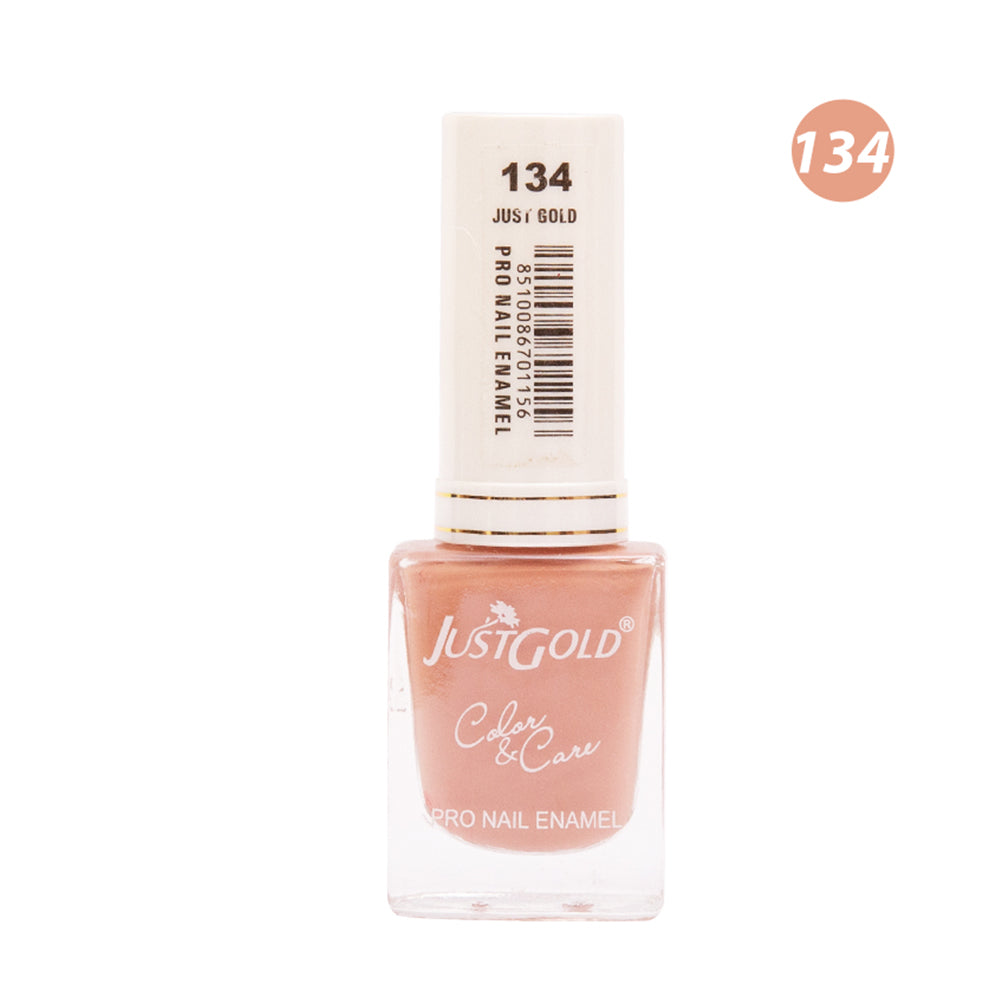 Just Gold Pro Nail Enamel 10 ML (Shade 134 Nuddish Pink) – Nuvari